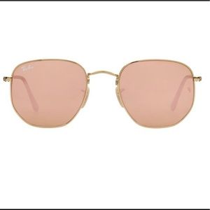 Ray-Ban Accessories | New Green Gold Hexagon Mirror Sunglasses | Poshmark